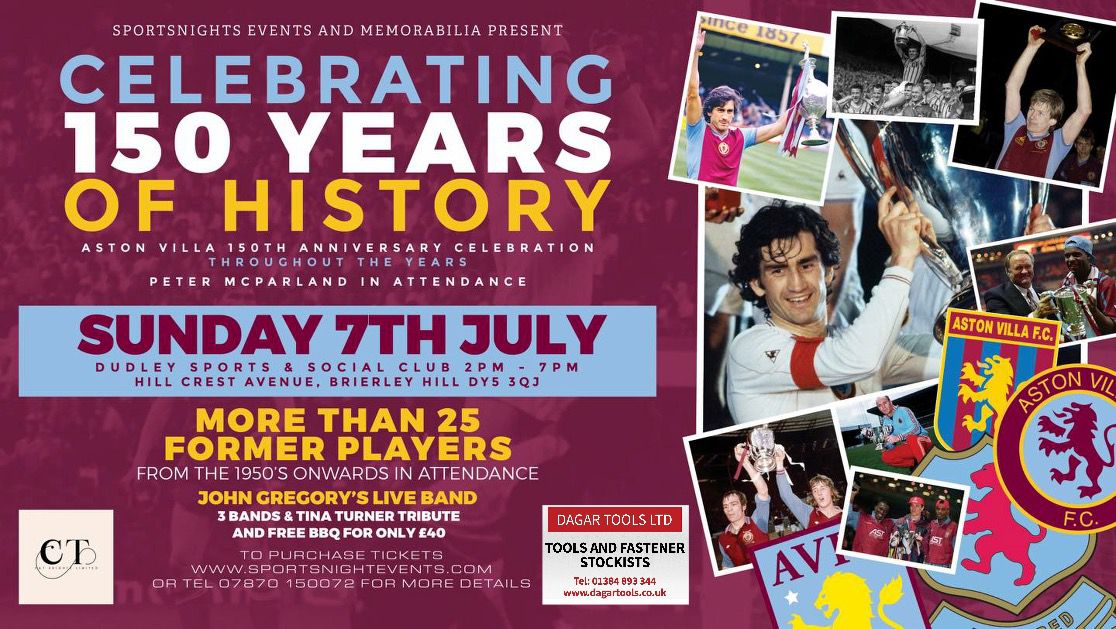 IMPORTANT: VENUE CHANGE - Aston Villa 150th Anniversary Celebration ...
